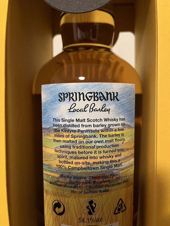 Springbank 13 Jahre Local Barley Single Malt Whisky (Neu und ...