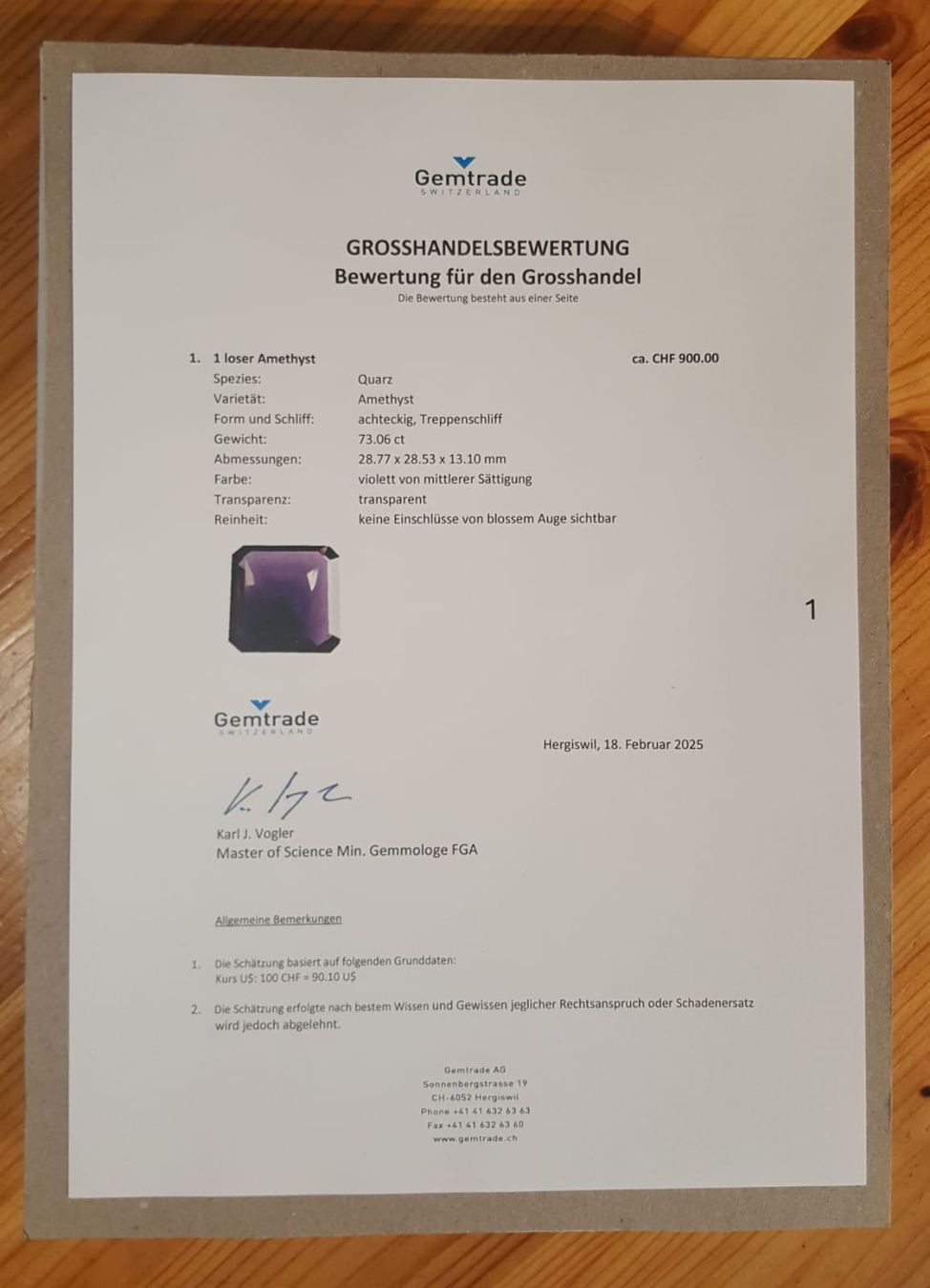 Amethyst 73.06 ct (Neu (gemäss Beschreibung)) in Courtemautruy für CHF ...