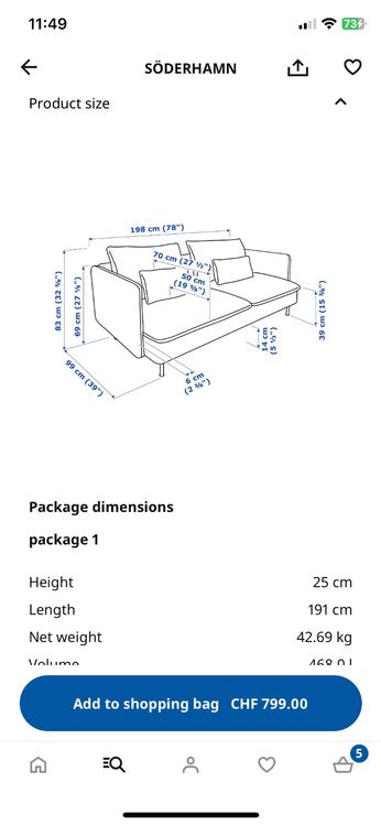 Ikea sofa - soderhamn 3 seater | Kaufen auf Ricardo