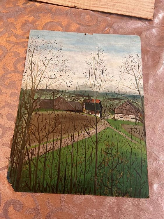 Gemälde Bauernhof Landschaft auf Holz-Ernst Hasler (173) (Gebraucht) in Illnau-Effretikon für ...