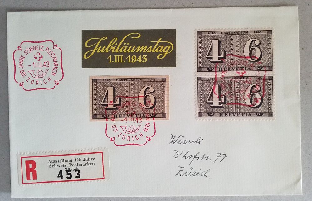 B137) 1943 Jubiläumstag auf Brief Lp (Gebraucht) in Baden für CHF 1 ...