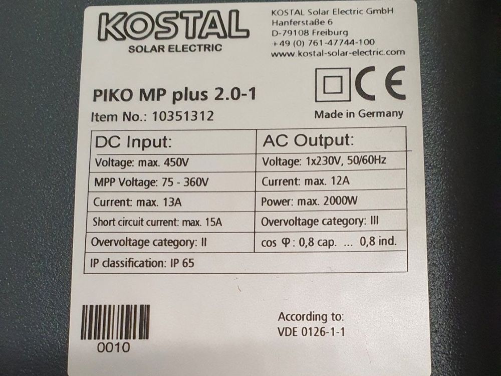 Kostal Pico MP plus 2.0-1 Wechselrichter (Gebraucht) in Niederglatt ZH ...