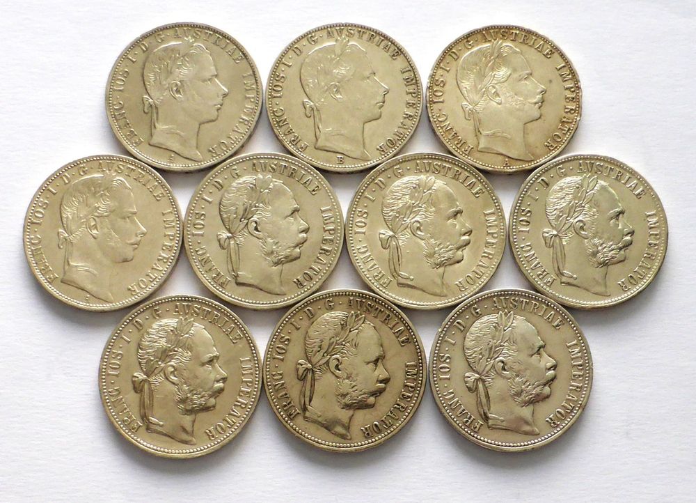 Franz Josef I - ÖSTERREICH, 10x Florin 1858-1888, Silber 900 (Gebraucht ...