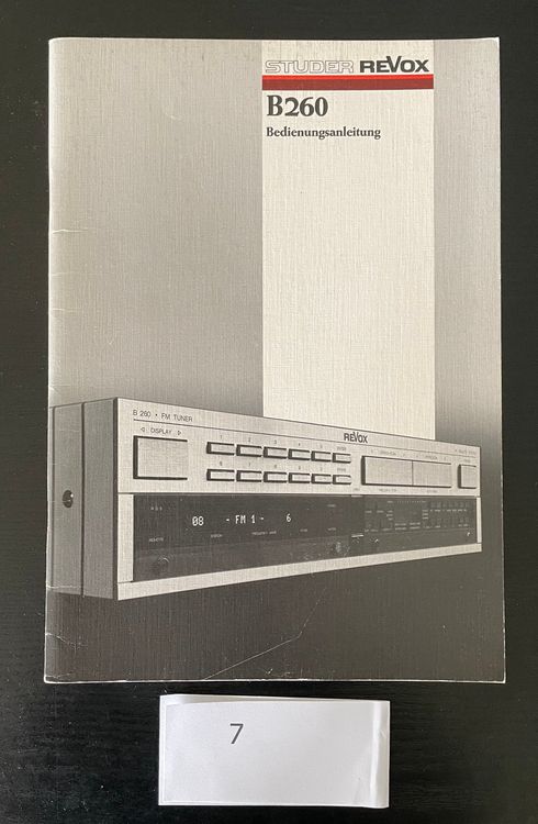 STUDER REVOX Orig, Bedienungsanleitung zu FM Tuner B260 (7) (Gebraucht) in Oftringen für CHF 30 ...