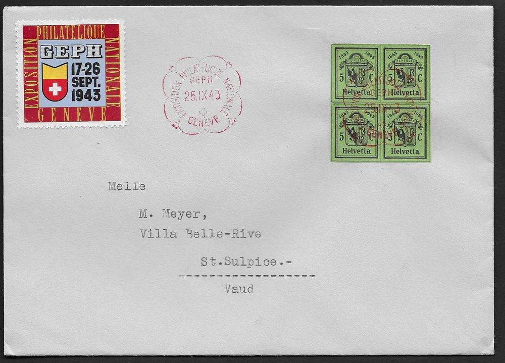 1943 Brief Genfer Block W18 Ausschnitte TOP selten ab 1.- | Kaufen auf Ricardo