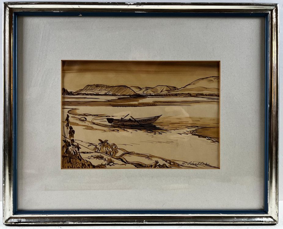 Bielersee bei Tauttelen Aquarell Signiert Echtsilberrahmen (Gebraucht) in Neuhausen am Rheinfall ...