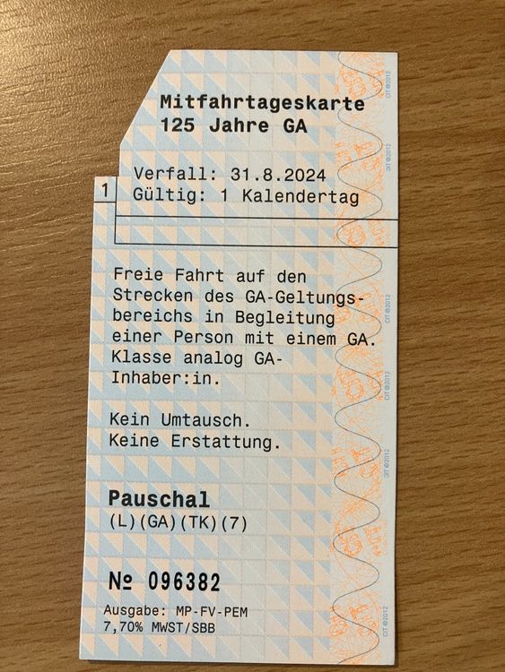 SBB Tageskarte (Mitfahrtageskarte GA) | Kaufen auf Ricardo
