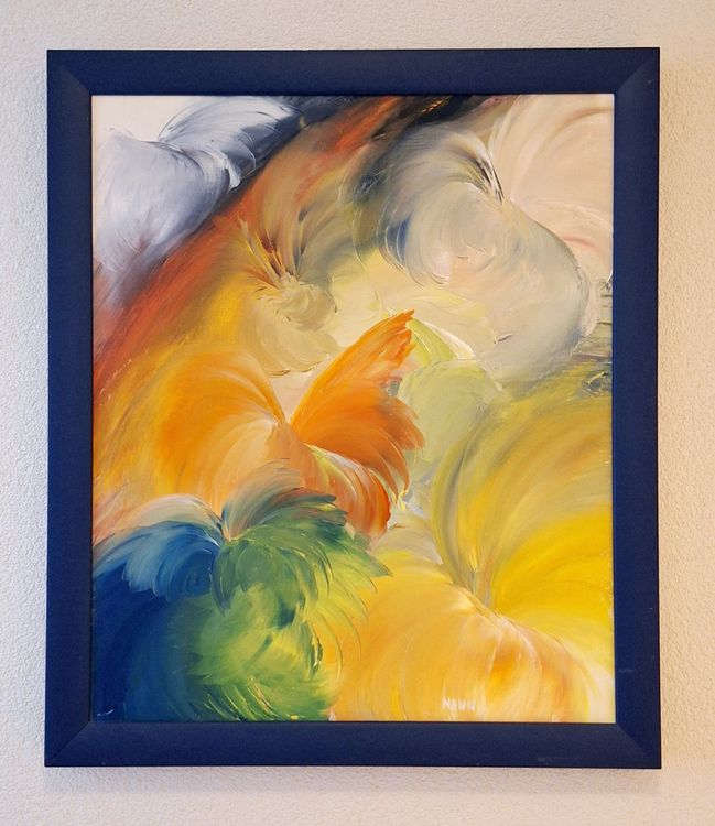 Modern Abstrakt "Farbexplosion" Oelbild mit Rahmen - Unikat (Neu (gemäss Beschreibung)) in ...