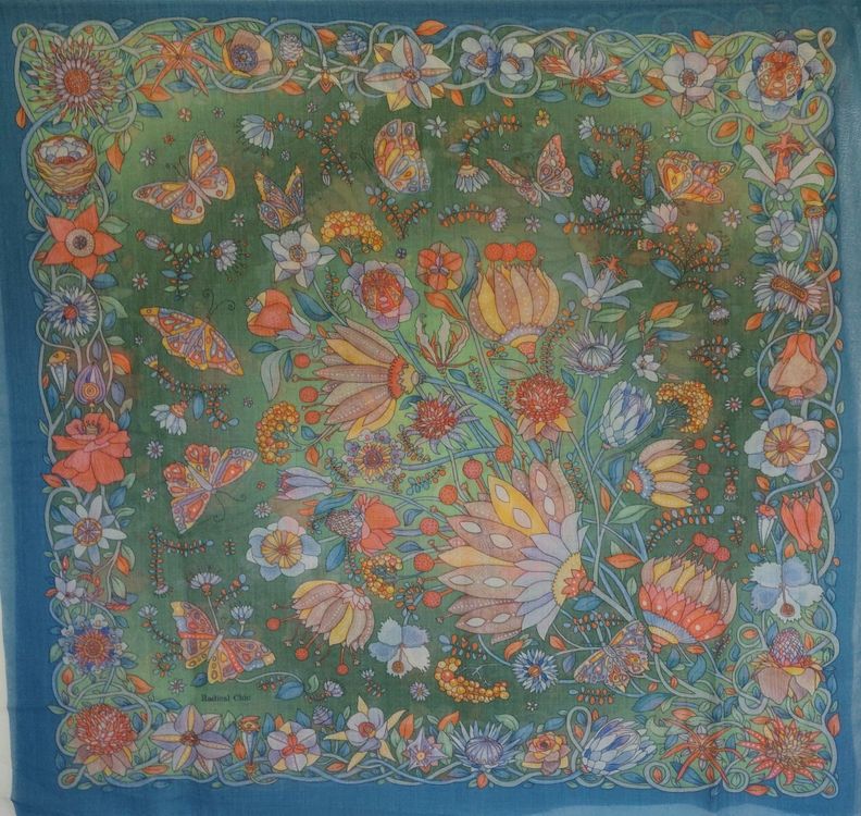 Wolle Seiden Stoff L:1.15x1.23 Garden (Neu (gemäss Beschreibung)) in ...