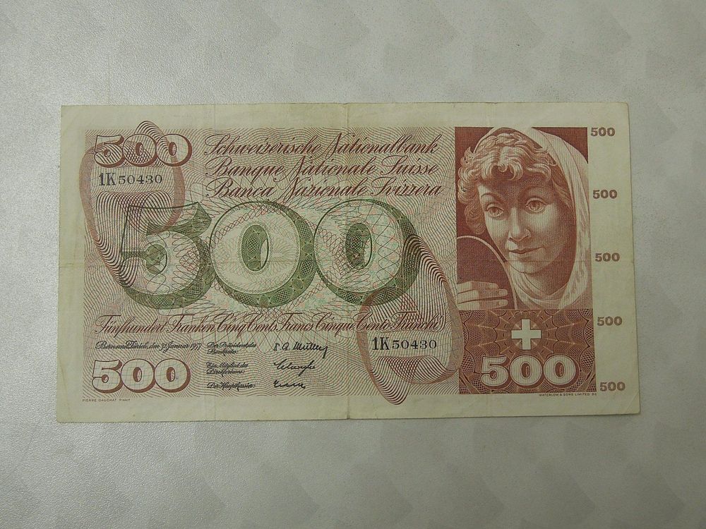 Banknote 500 Franken Erste dieser Art 31.01.1957 gebraucht (Gebraucht ...