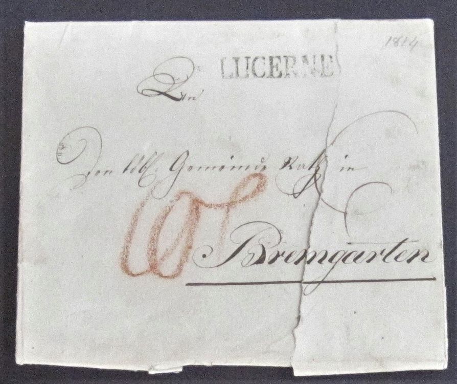 1814 Vorphilabrief von Lucerne nach Bremgarten (Gebraucht) in Waltenschwil für CHF 10 – mit ...