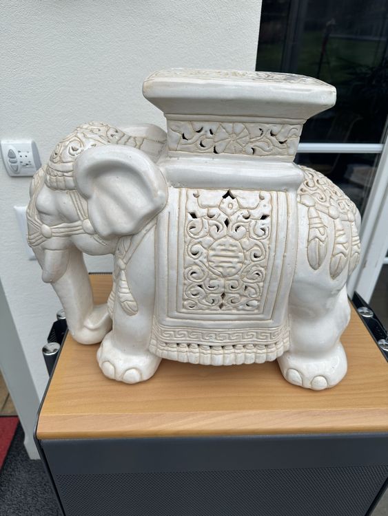 Blumensäule Elefant Porzellan weiss | Kaufen auf Ricardo