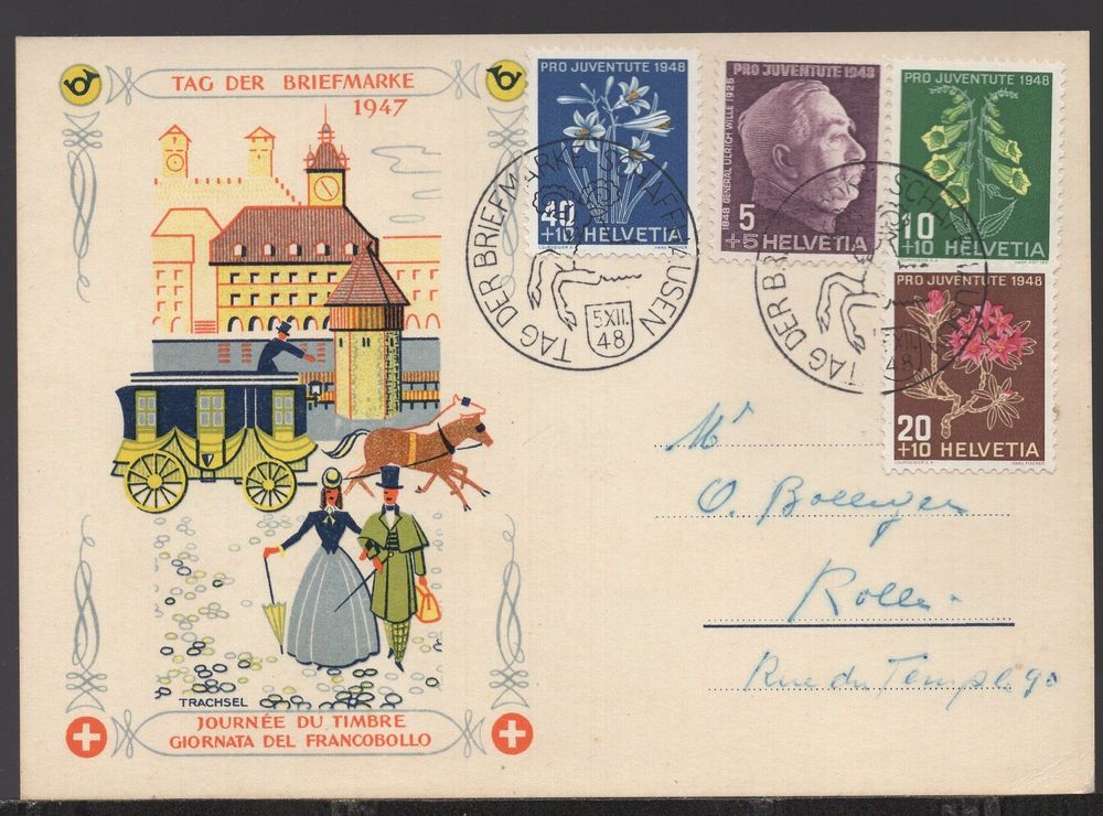1948 Tag der Briefmarken Schaffhausen ( Karte 1947 ) (Gebraucht) in Aarau für CHF 6 – mit ...