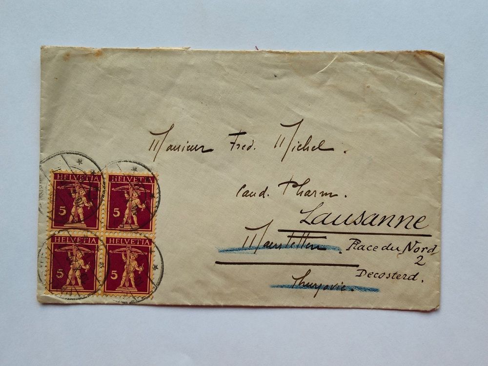 Brief 4x Tellknabe 5 Rp 1929 (Gebraucht) in Langendorf für CHF 3 – mit Lieferung auf Ricardo kaufen