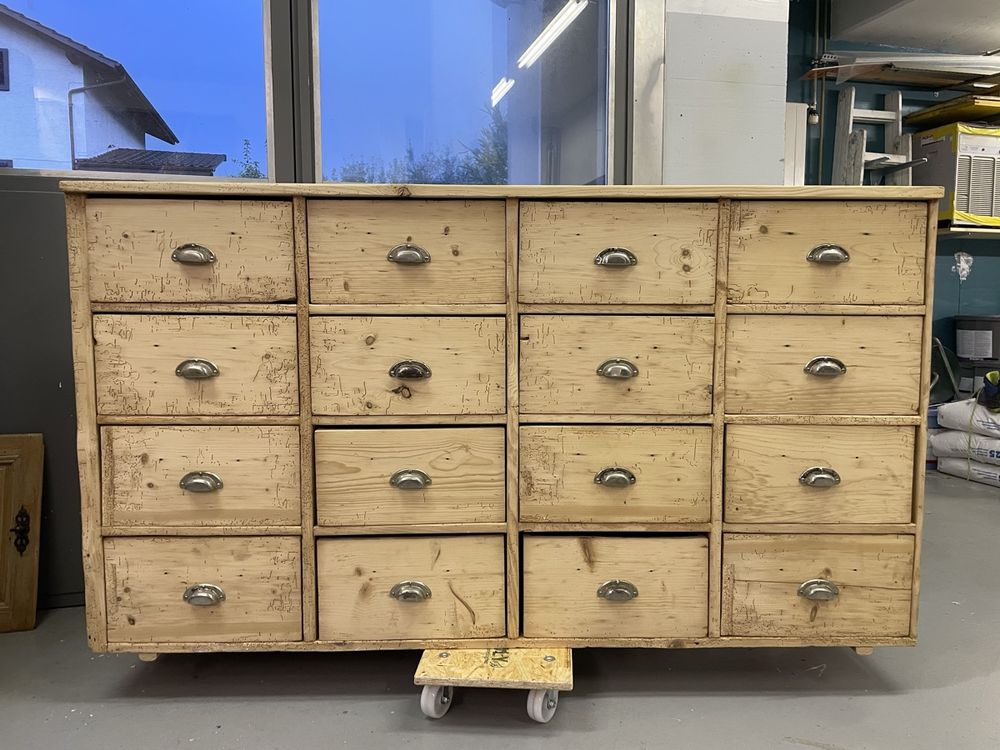 antik schubladenstock/apothekerschrank/kommode/schubladen | Kaufen auf Ricardo
