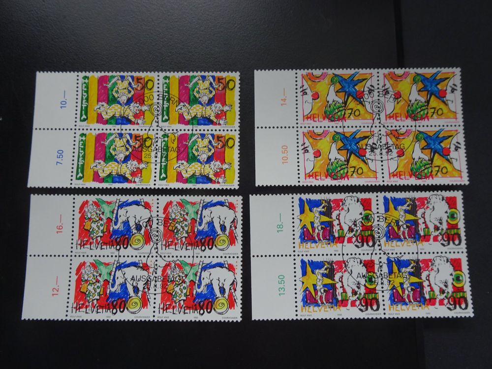 ET- ⦿ Viererblock Serie Schweiz, 1992 Zirkuswelt, Kat. 20.00 (Neu (gemäss Beschreibung)) in ...