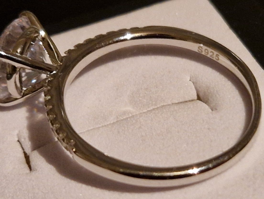 Bague Solitaire Argent 925 avec zircon Etincellant T.61💍 (Neuf avec ...