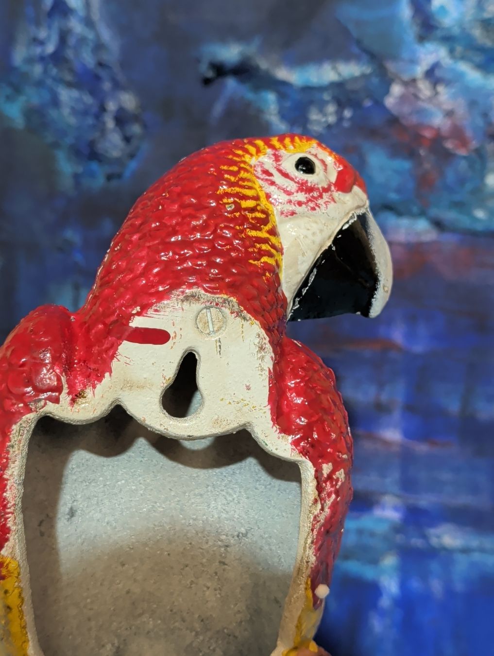 TOP DUNKEL ROTER GUSSEISEN PAPAGEI WANDDEKO MIT HALTERUNG (D'occasion ...