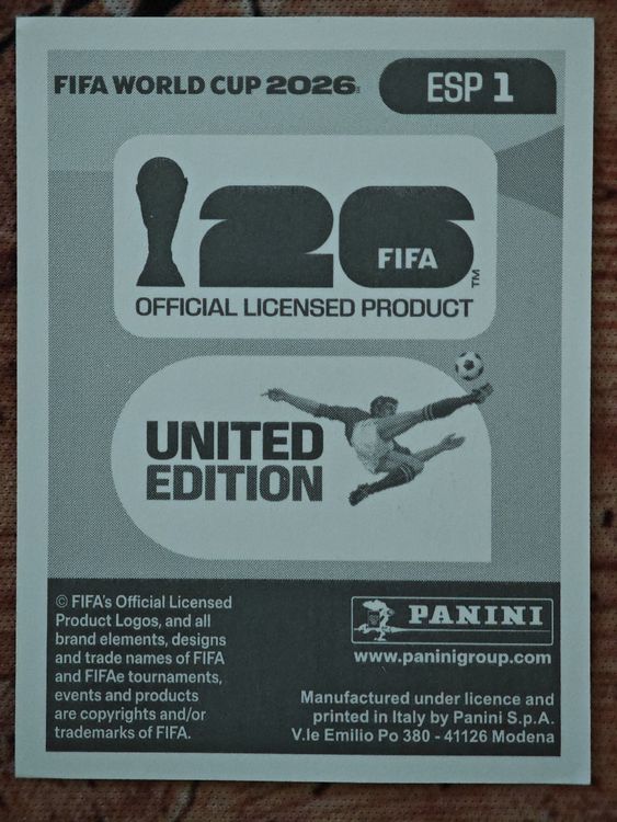 Panini FIFA World Cup 2026 Sticker Spanien ESP 1 (Neu (gemäss ...