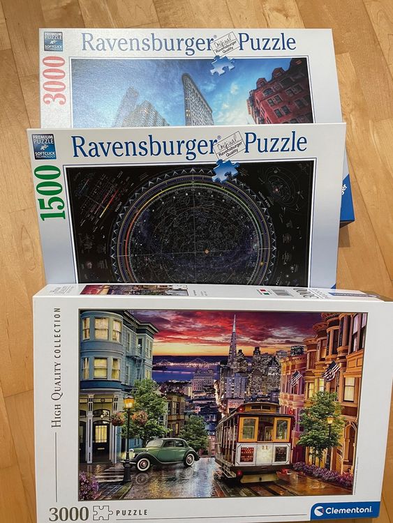 3 Puzzle (2x 3000 Teile, 1x 1500 Teile) Ravensburger (Gebraucht) in ...