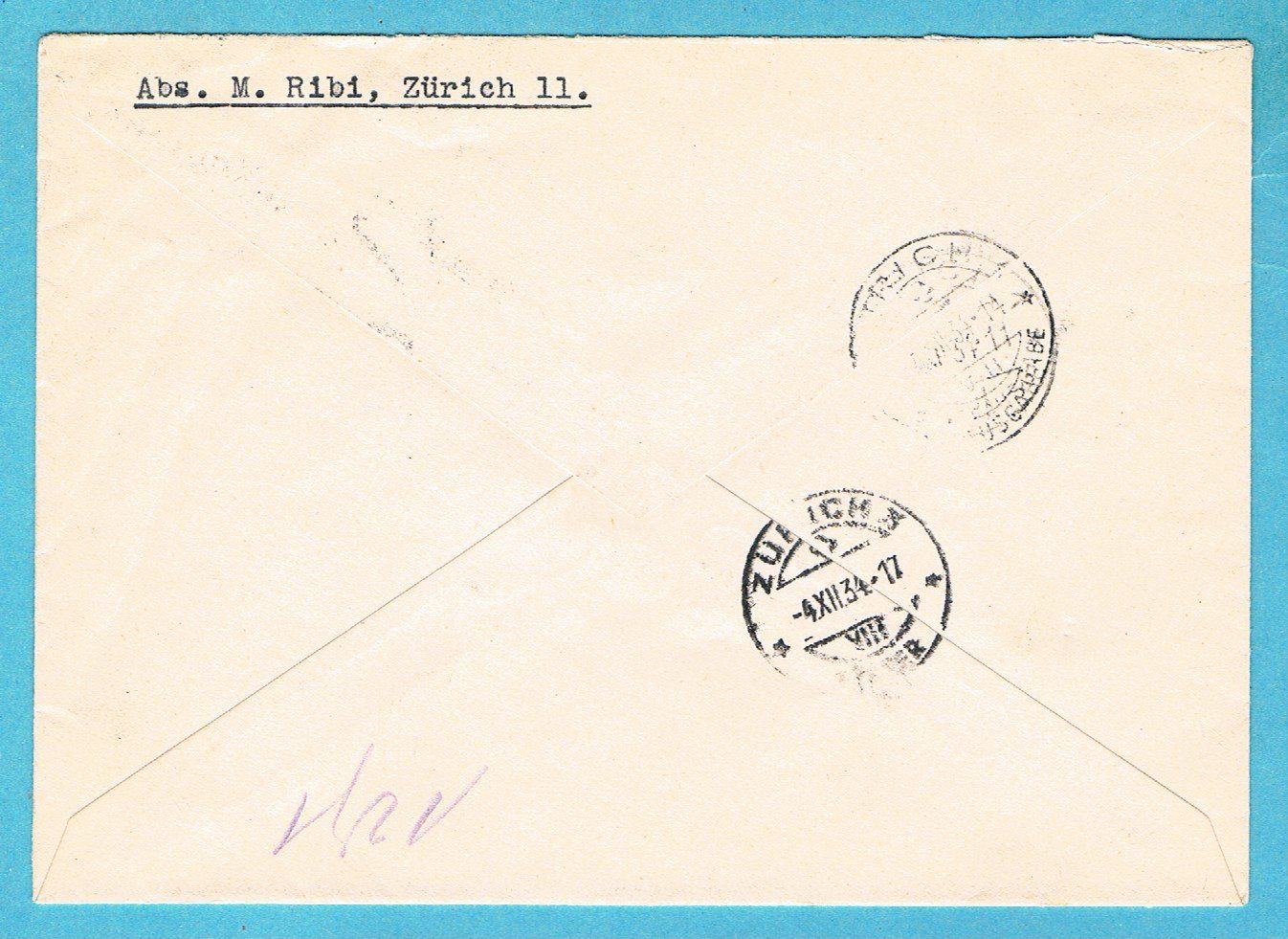 PJ Chargé Satzbrief 1934 o ZÜRICH 4.XII.34 ! Ab Fr.1! (Gebraucht) in ...