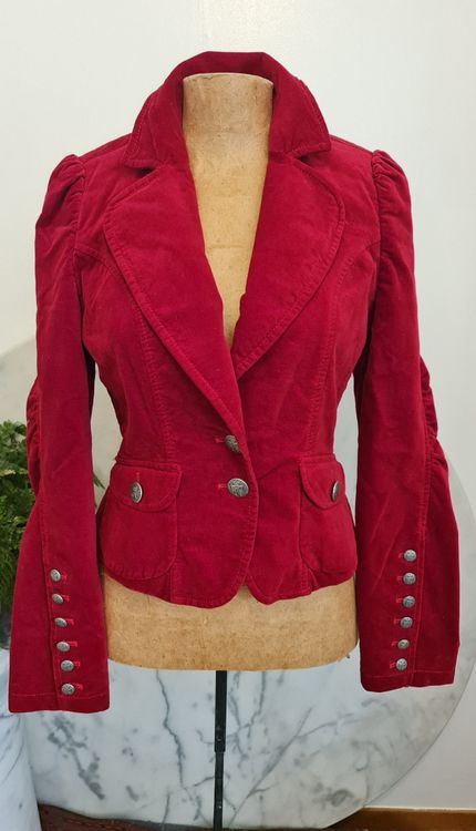 Magnique Blazer Velours Rouge Sang Bandolera 34 Vintage 90's (Gebraucht ...