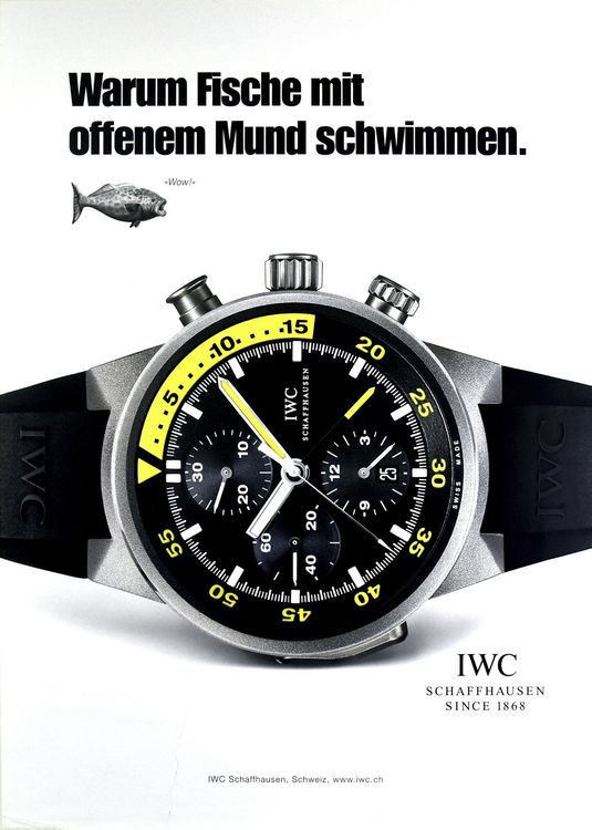 Original Reklame IWC Aquatimer Automatik Uhr rar + Geschenk! (Gebraucht ...