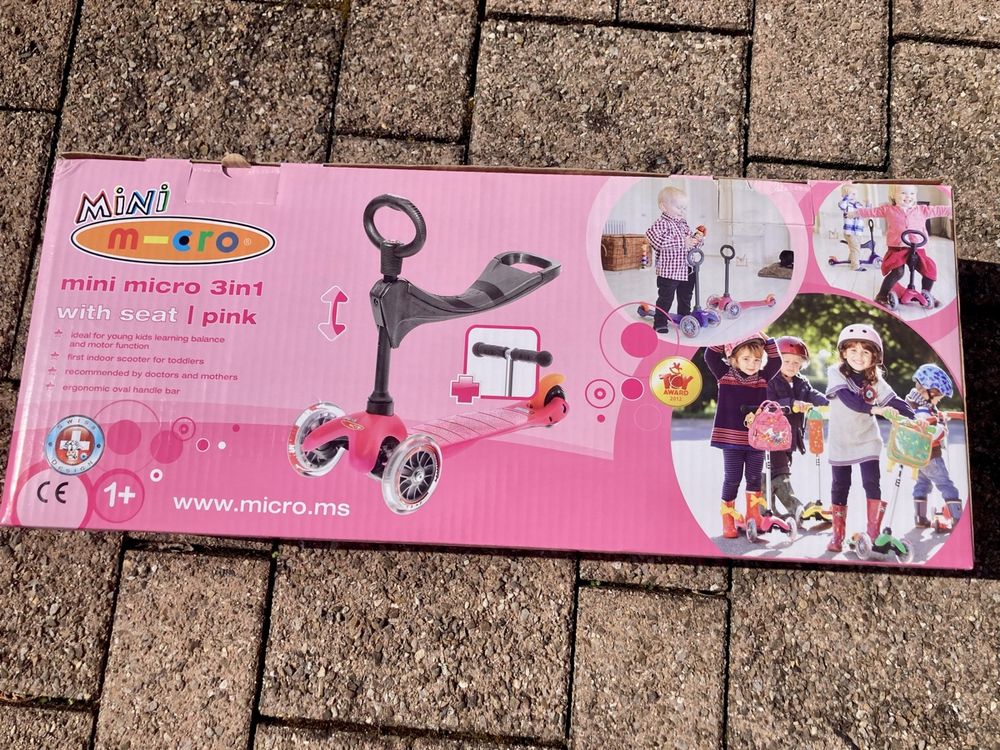 Mini Micro 3in1 Scooter, mit Sitz, pink (Gebraucht) in Niederurnen für CHF 19 – mit Lieferung ...