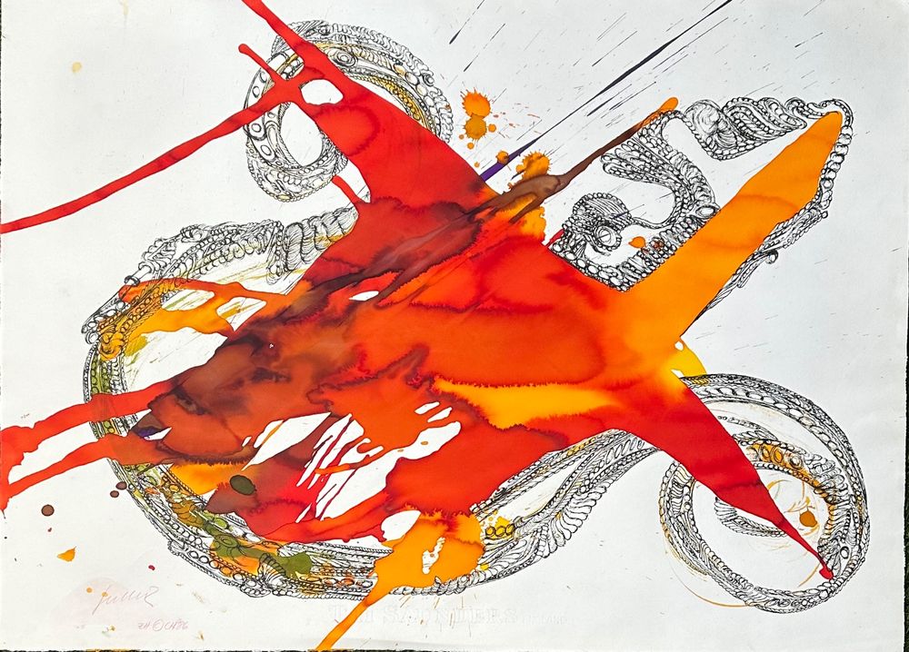 Grosse Abstrakte Mischtechnik Mischtechnik Unl.Signiert | Acheter sur Ricardo