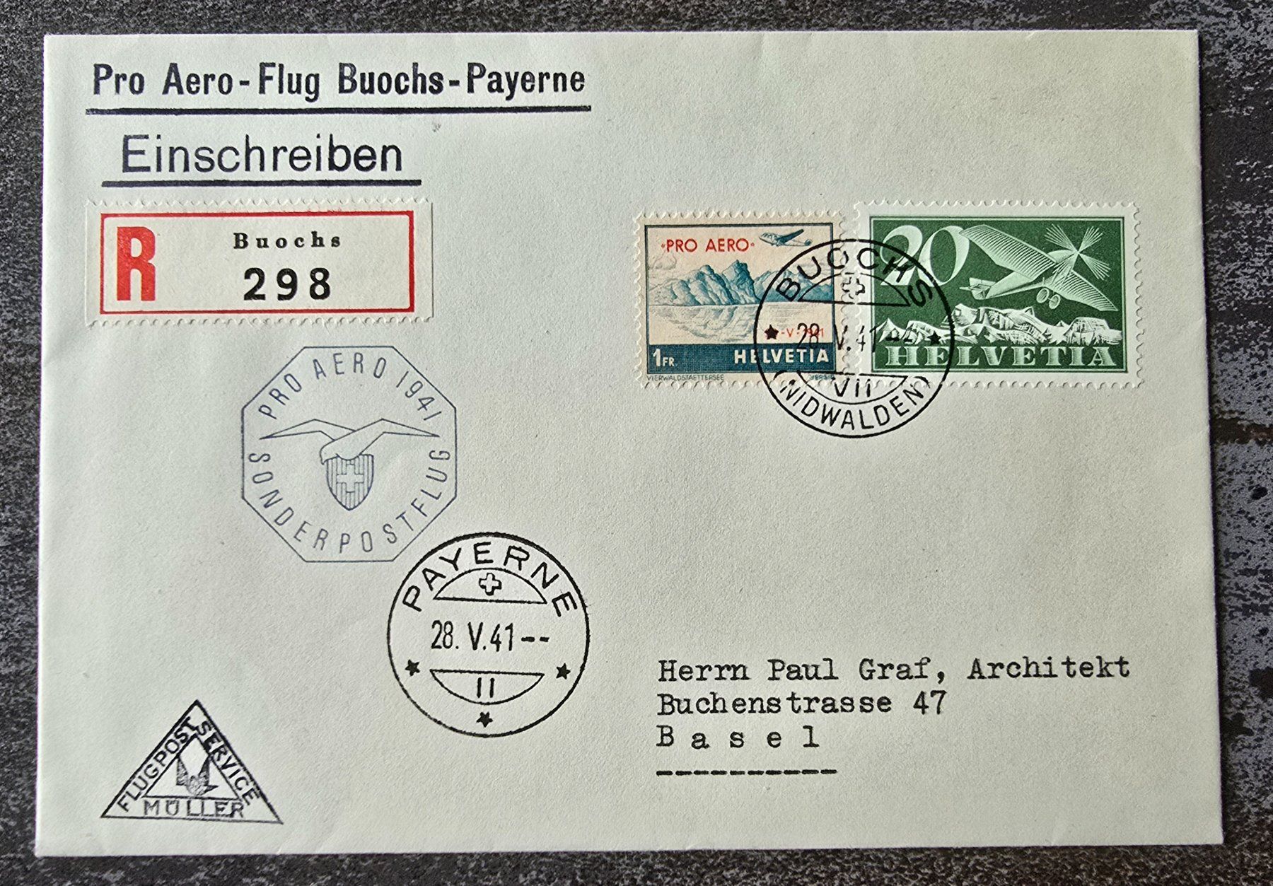 Pro Aero Buochs-Payerne Flugbrief 1941 - Rarität! (Gebraucht) in Duebendorf für CHF 2 – mit ...