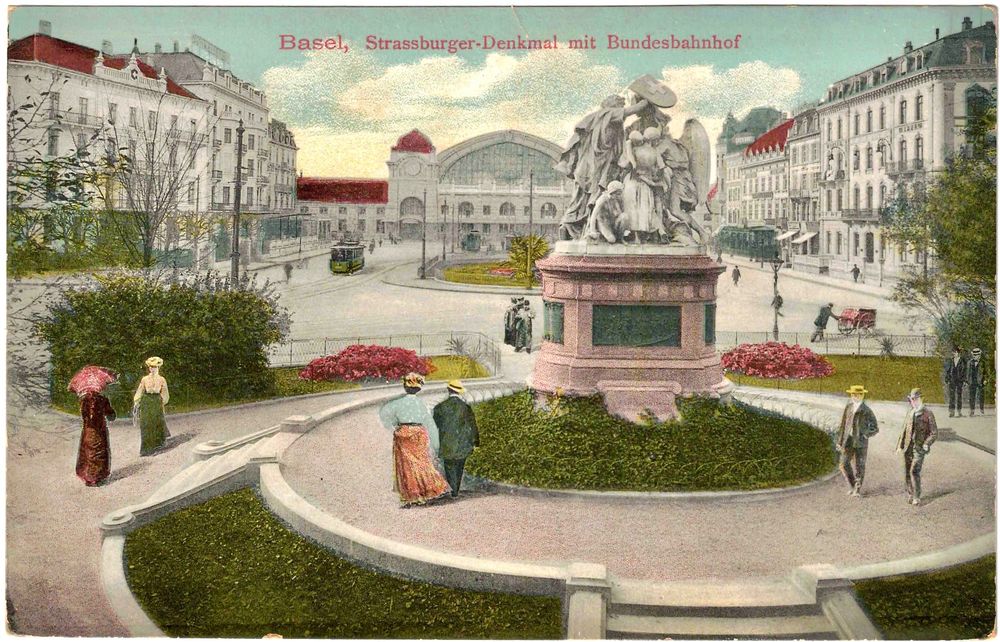 BASEL - Strassburger-Denkmal mit Bundesbahn & Publikum 1910 (Gebraucht) in Oberdorf BL für CHF 6 ...