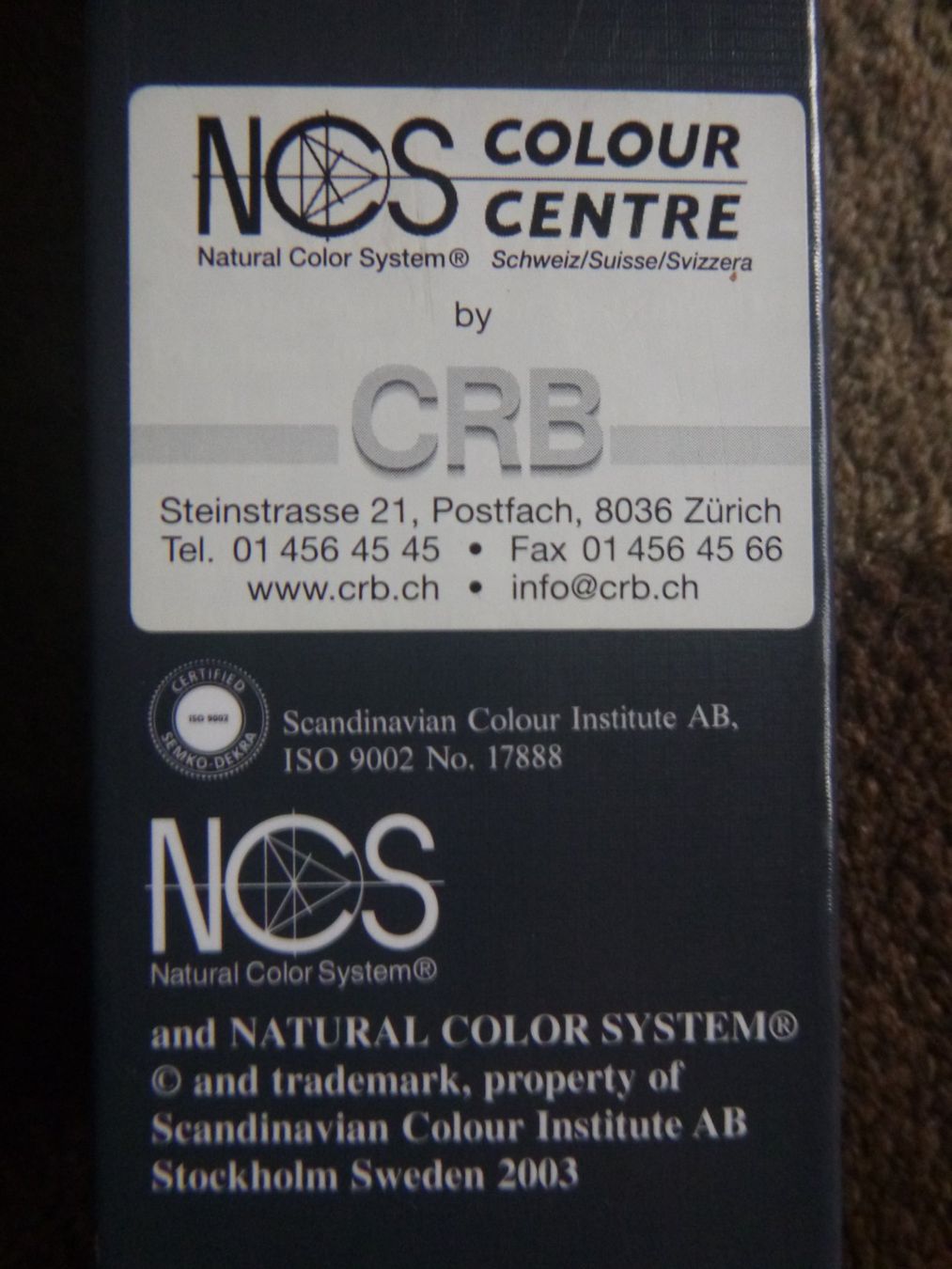 Farbkarte NCS (natural clor system) Index edition 2, 1995 (Neu und ...