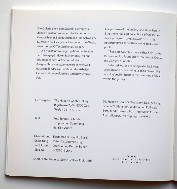 RAR Rolf Iseli CH Bern Druckgraphik Huberte Goote Zug 2001 | Kaufen auf Ricardo