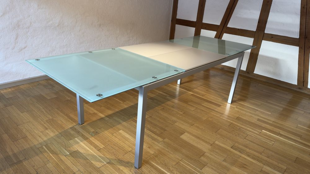 Designer Glastisch Esstisch Ausziehbar