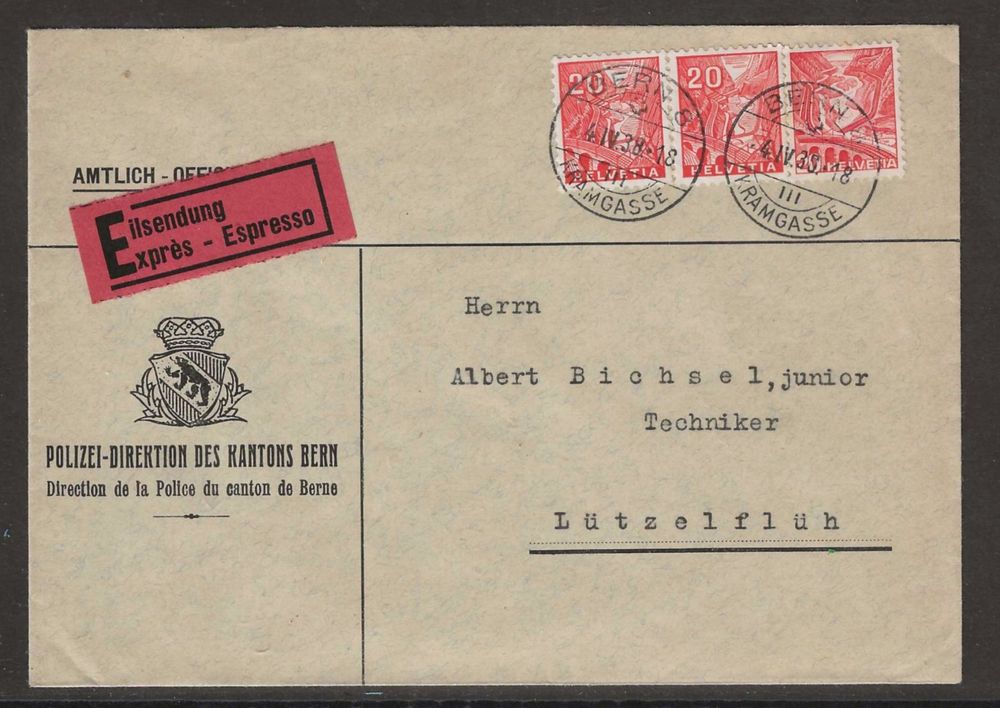 Express Brief mit Kombi Frankatur (198/205) (Gebraucht) in Gümligen für ...