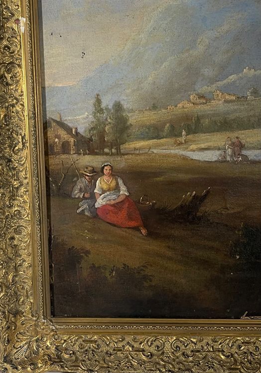 Barock um 1770 Paar Sitzend am Flussufer in Solothurner Gemä | Kaufen auf Ricardo
