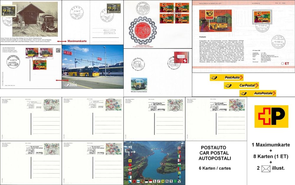 POSTAUTO - CAR POSTAL mit Maximumkarte 1956 (Gebraucht) in CLARENS für ...