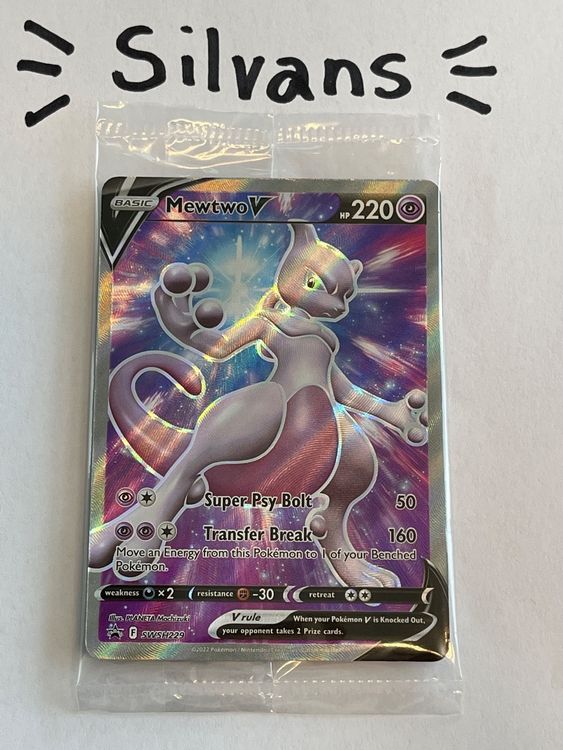 Mewtwo V GO Full Art Black Star Promo SWSH229 Englisch (Neu (gemäss ...