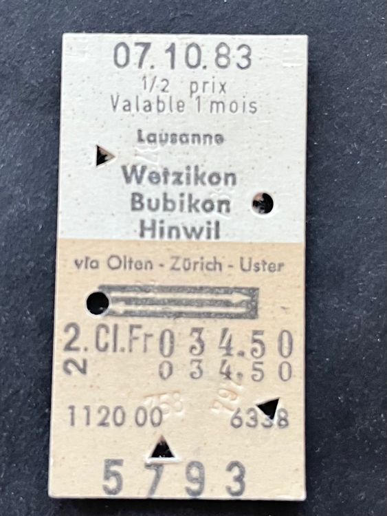 Lausanne Wetzikon Bubikon Hinwil via Olten Zürich Uster 1983 (Gebraucht) in Wabern für CHF 2 ...