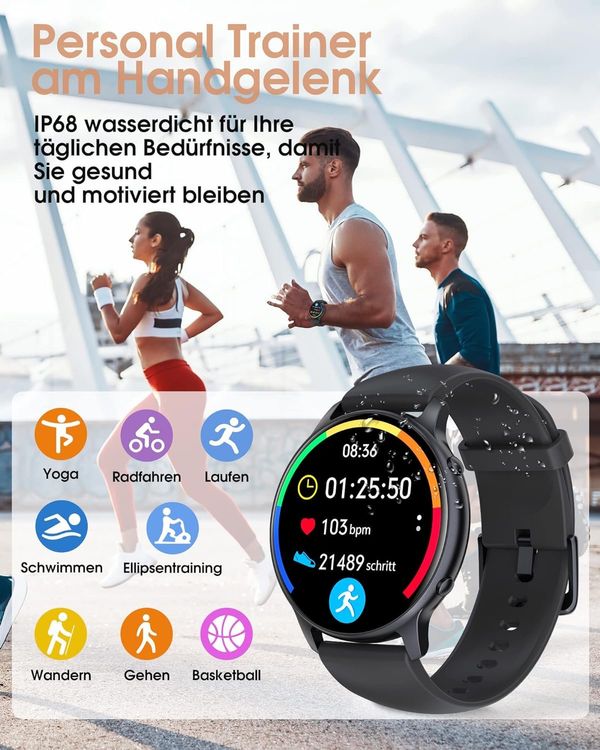 Smartwatch Touchscreen IP68 Wasserdicht für iOS und Android (Neu und originalverpackt) in ...