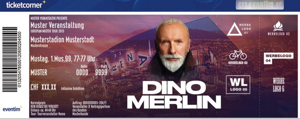 Zwei Dino Merlin Tickets „Golden Circle“ Arena Genf 16.11.24 (Neu und ...