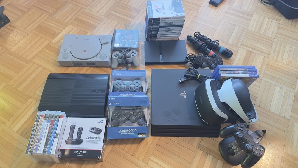 PlayStation Collection: PS1, PS2, PS3 (500g),PS4 pro 1tb+VR (Gebraucht ...