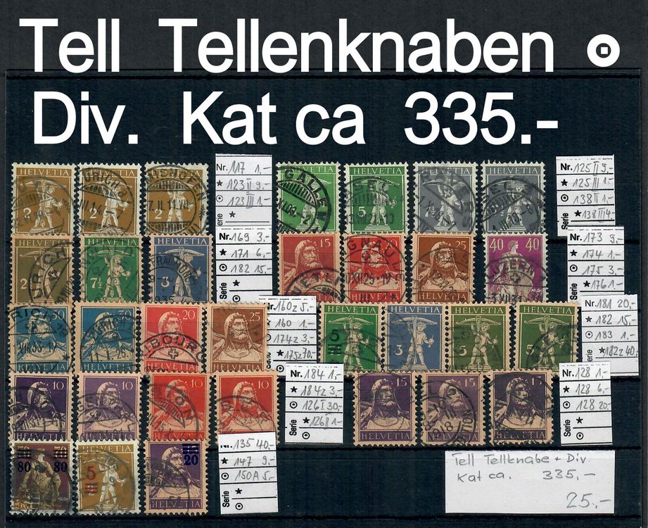 1907 Tell -Tellknabe + Div Marken zusammenstellung Kat.335.- (Gebraucht) in Bützberg für CHF 25 ...