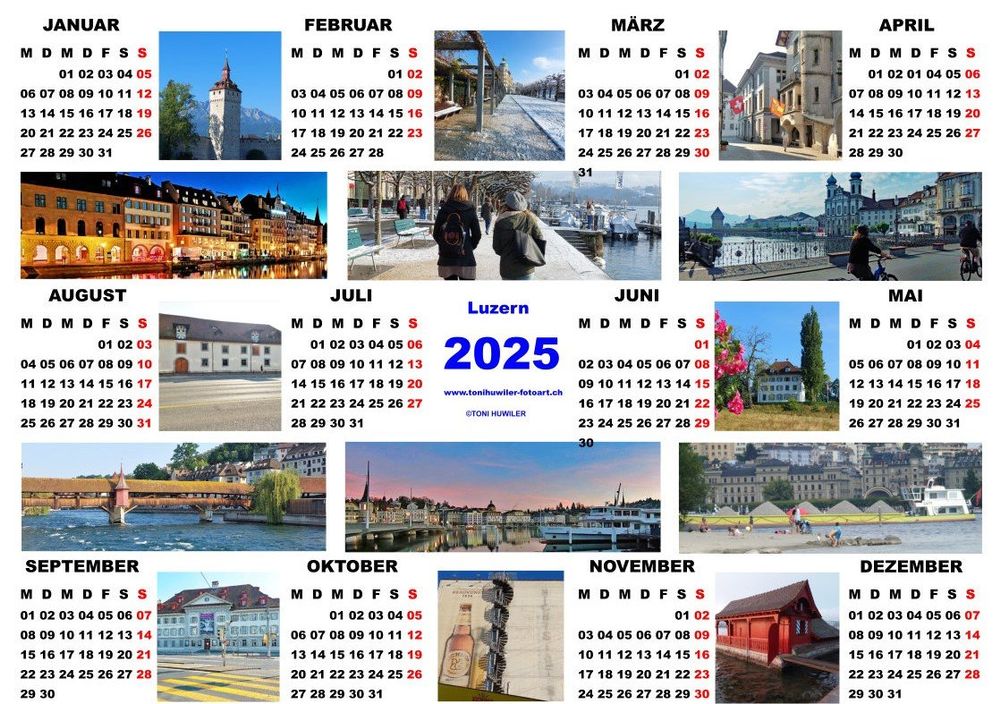 Mousepad Tischmatte Platzmatte Matte Kalender 2025 Luzern (Neu und ...