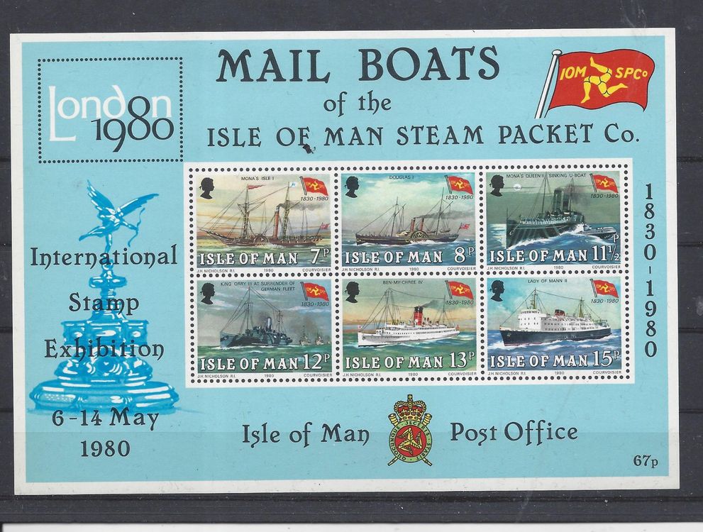UK - Isle of Man 1980 Mi Block 3 ** Mail boats (Neu (gemäss ...