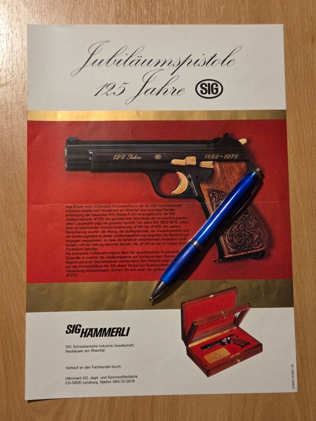 Flyer pour le Sig P 210, 125 ans commémoratif (D'occasion) à Choëx pour ...