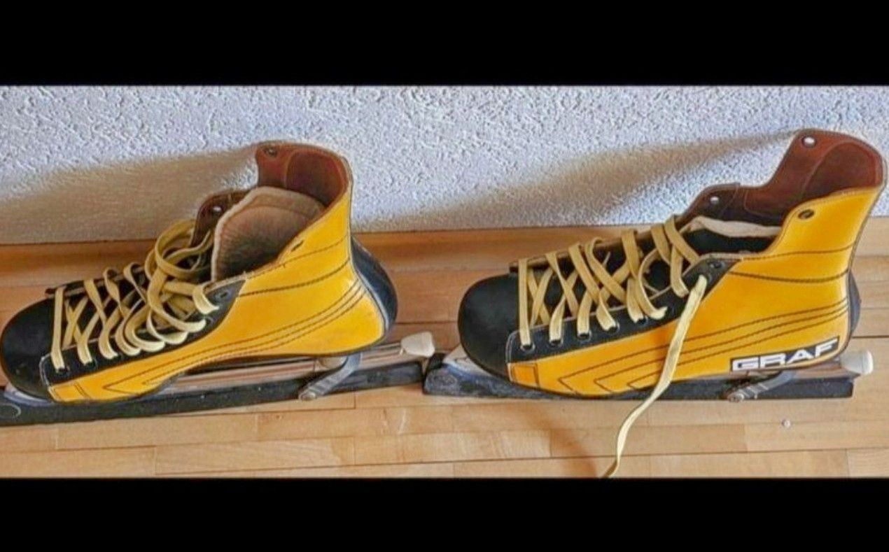Patins à glace Graf vintage jaunes pointure 44 (Neuf (Voir description ...