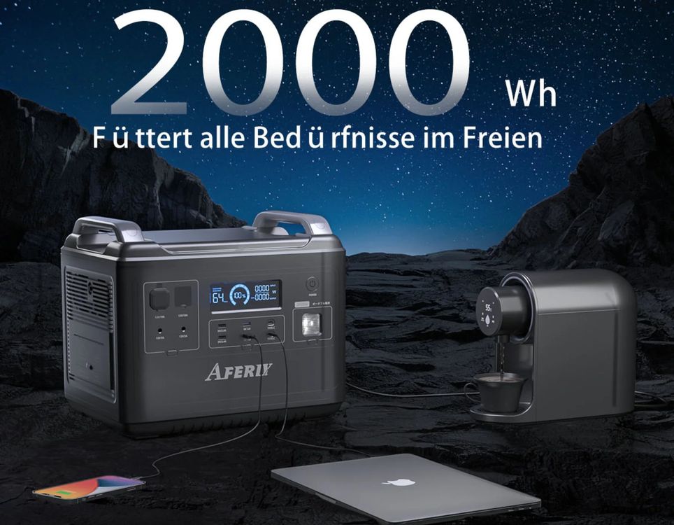 2000 Wh Powerstation m. USV-Funktion, Solarspeicher, Camping (Neu und ...