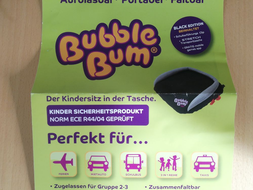 Bubble Bum Kindersitz 15 - 36kg (Gebraucht) in Rebstein für CHF 18 ...