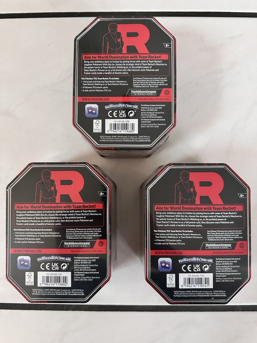 Destined Rivals🇬🇧 Team Rocket Tins (Set of 3) (Neu und originalverpackt ...
